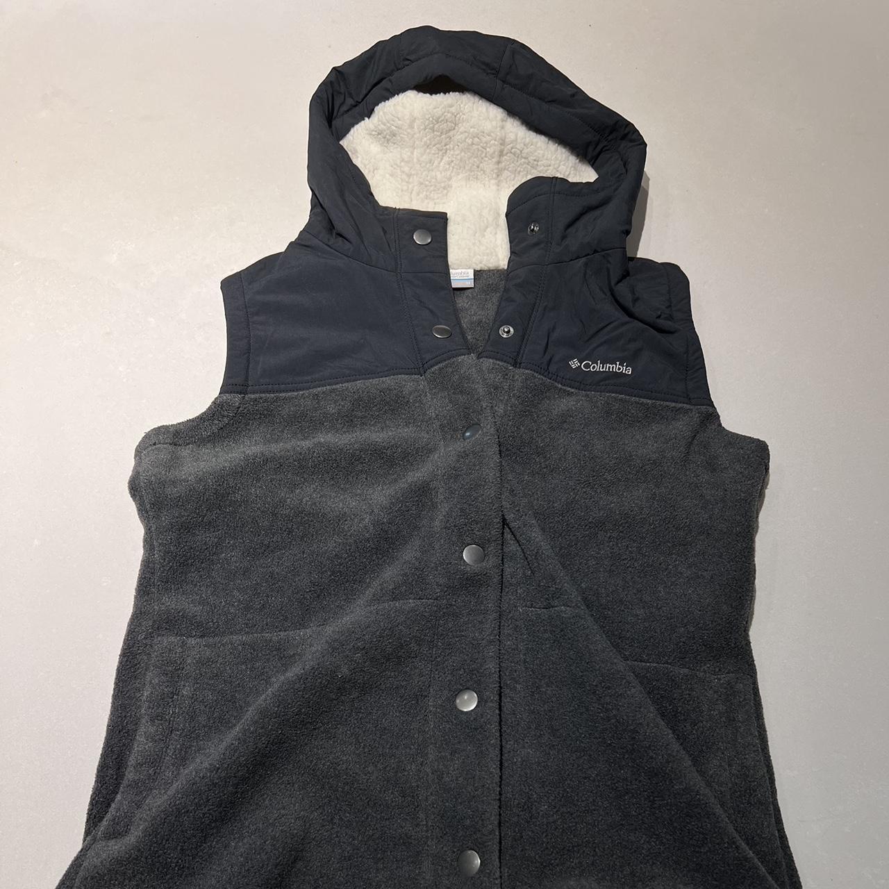 Fuzzy Columbia vest #columbia #vest #comfy #grey... - Depop