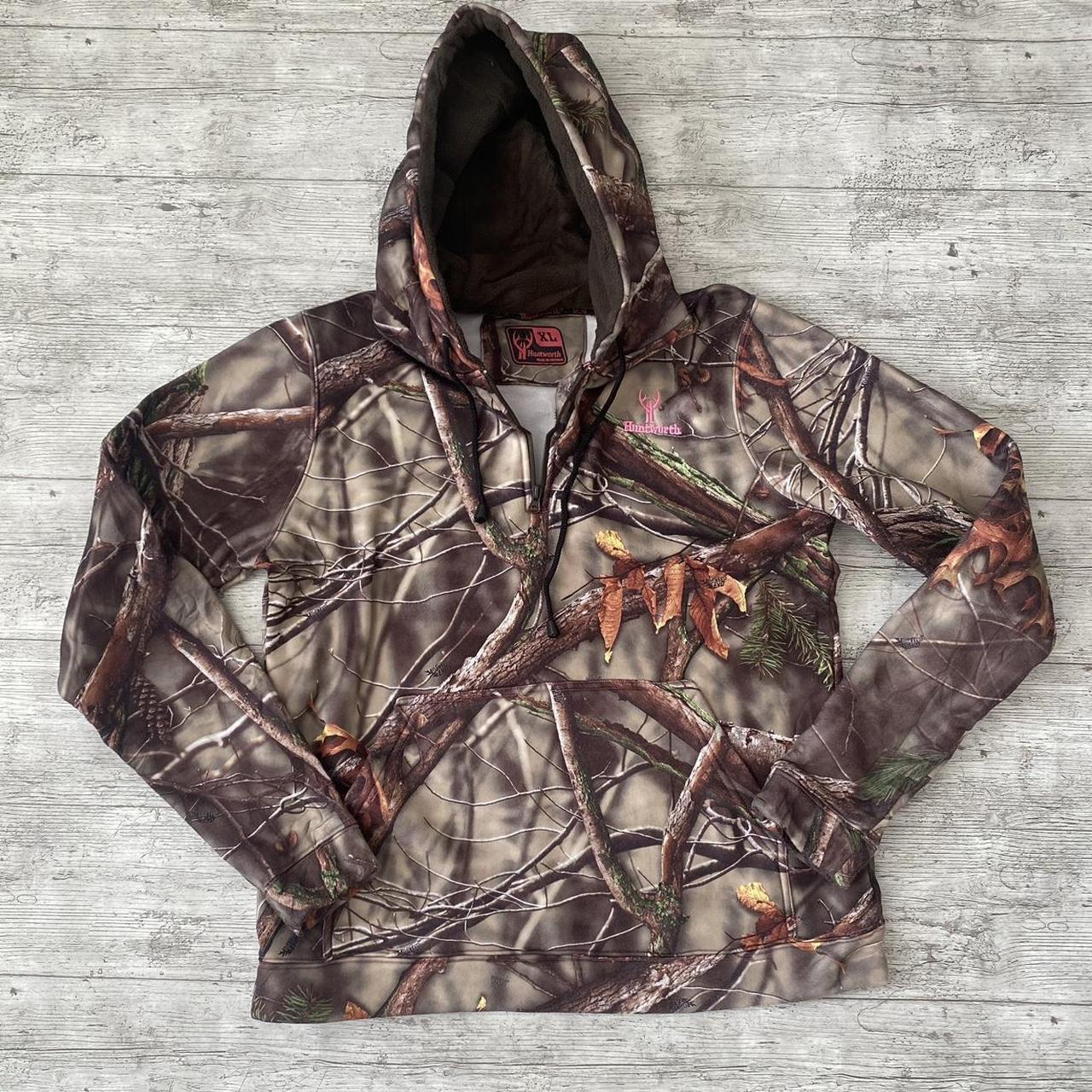 Vintage Huntworth Camo 1/4 zip hoodie USA Hunting... - Depop