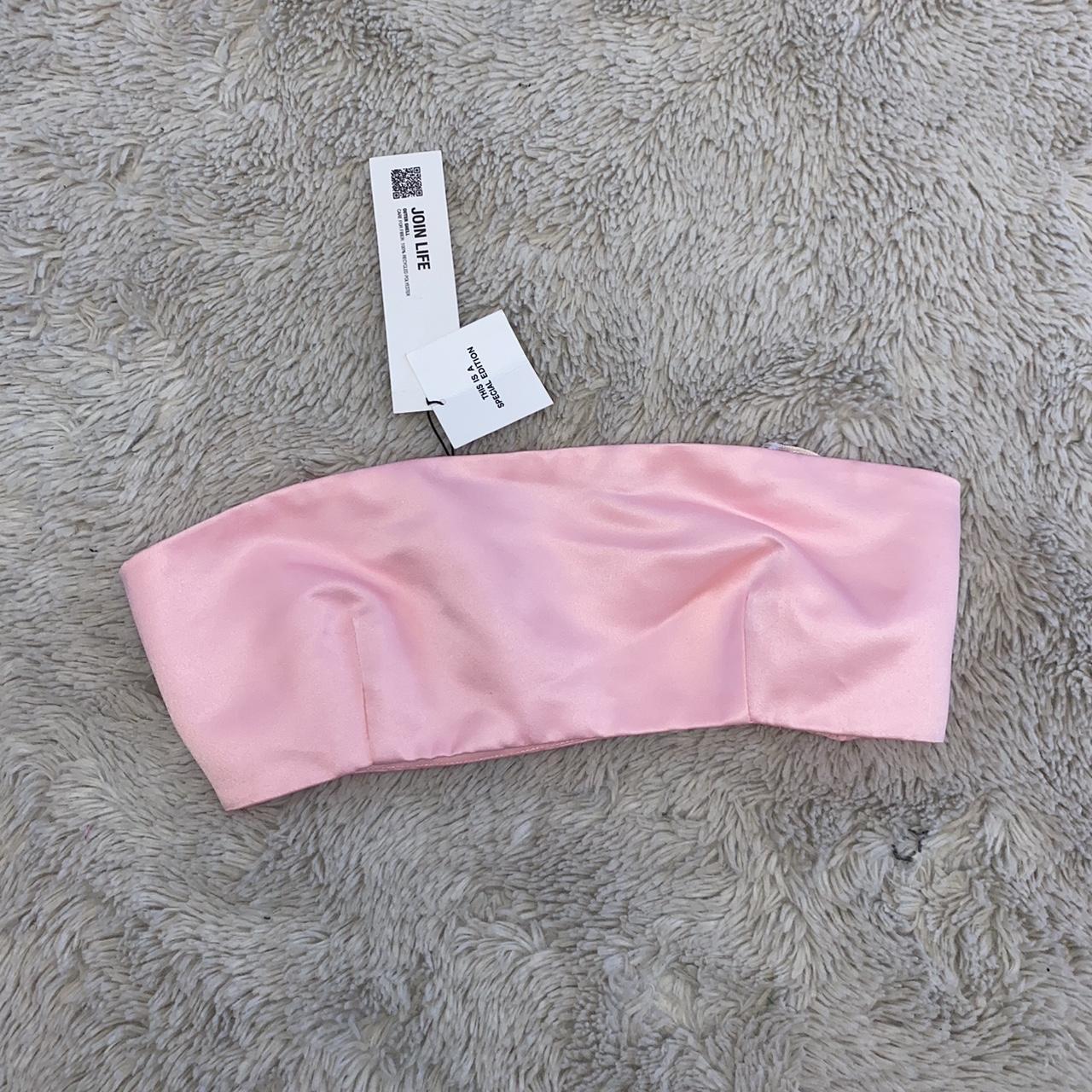 Zara pink satin bandeau crop top New with tags... - Depop