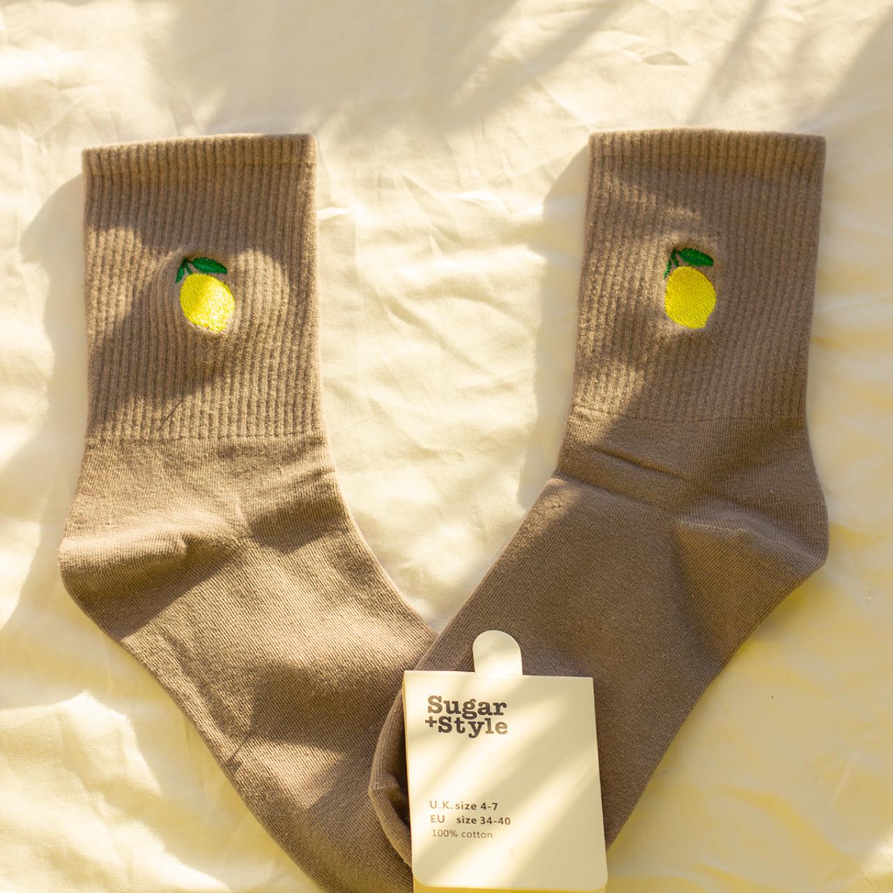 Women's Yellow and Grey Socks | Depop