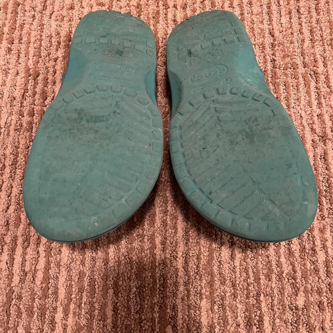 Very Used Teal Crocs Men’s 9/ Women’s 11 Bottoms are... - Depop