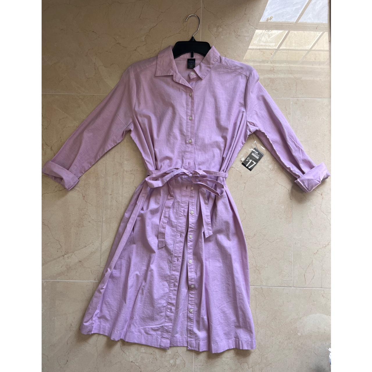 lavender purple button up long sleeve... - Depop