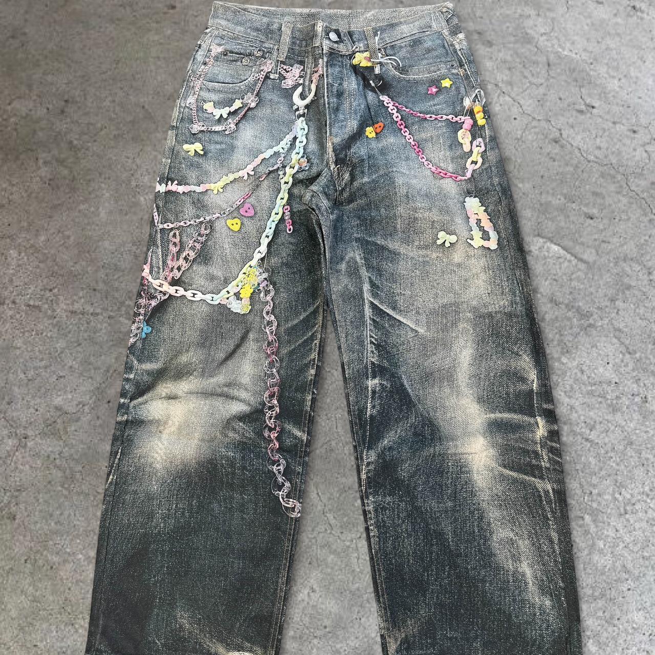 Acne studios candy chain printed Wide leg jeans 🍬... | Depop