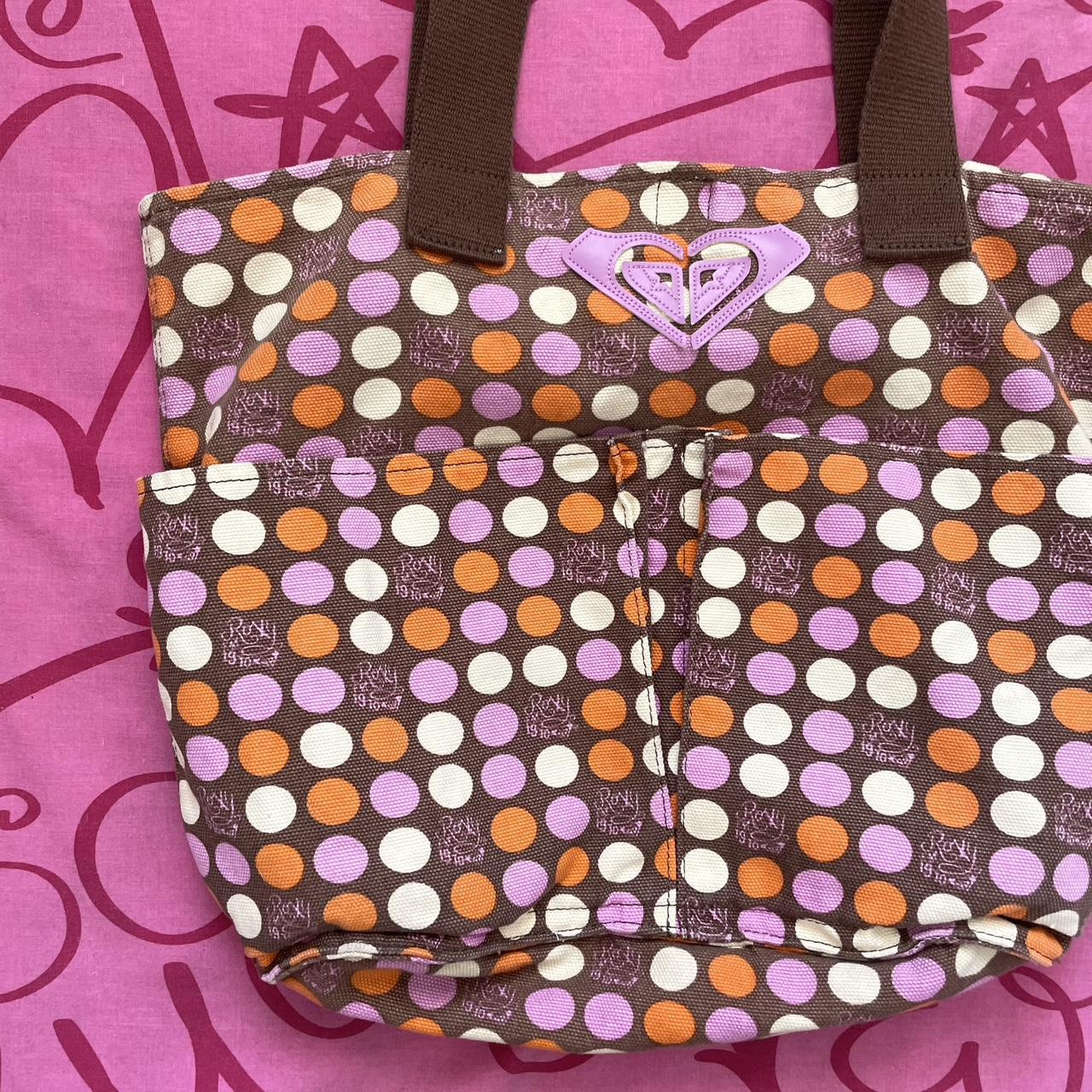 2000’s Roxy Polka Dot Canvas Tote Bag Two front... - Depop