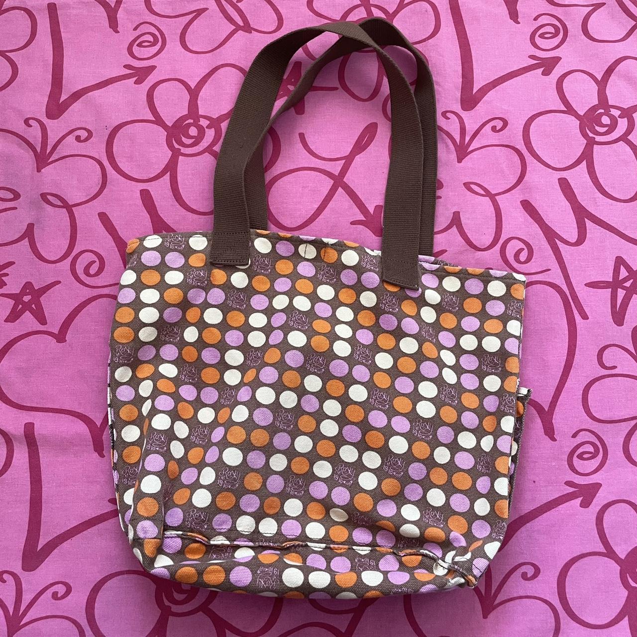 2000’s Roxy Polka Dot Canvas Tote Bag Two front... - Depop