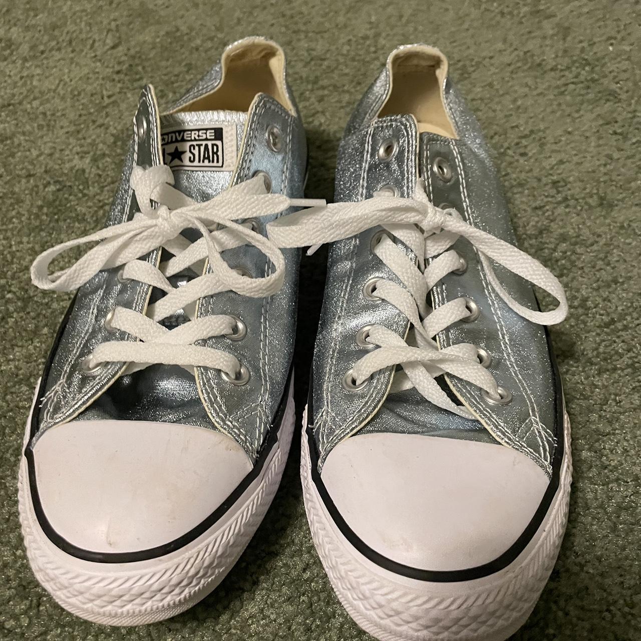 Silver glitter converse - Depop
