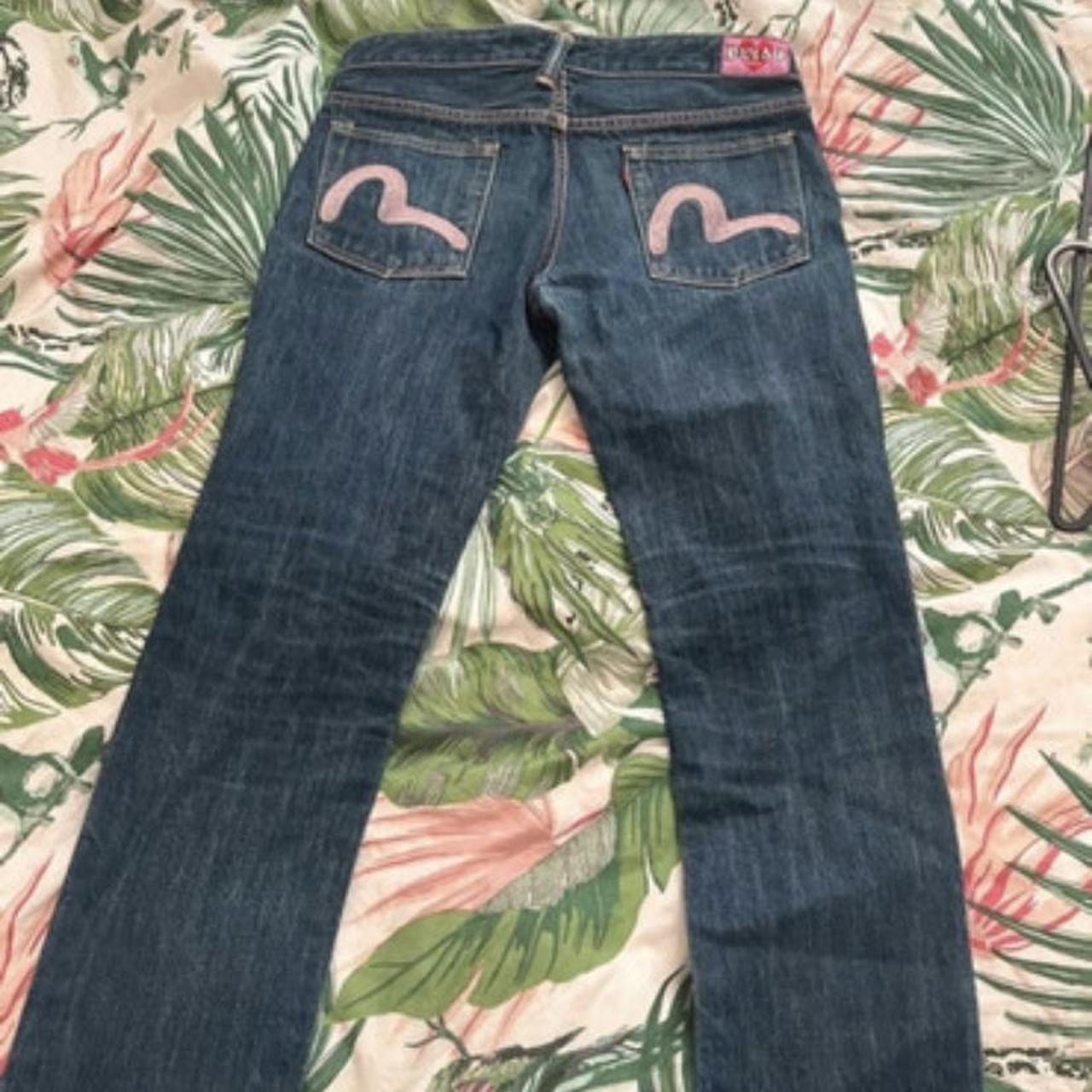 Evisu Jeans low waist with pink embroidery... - Depop