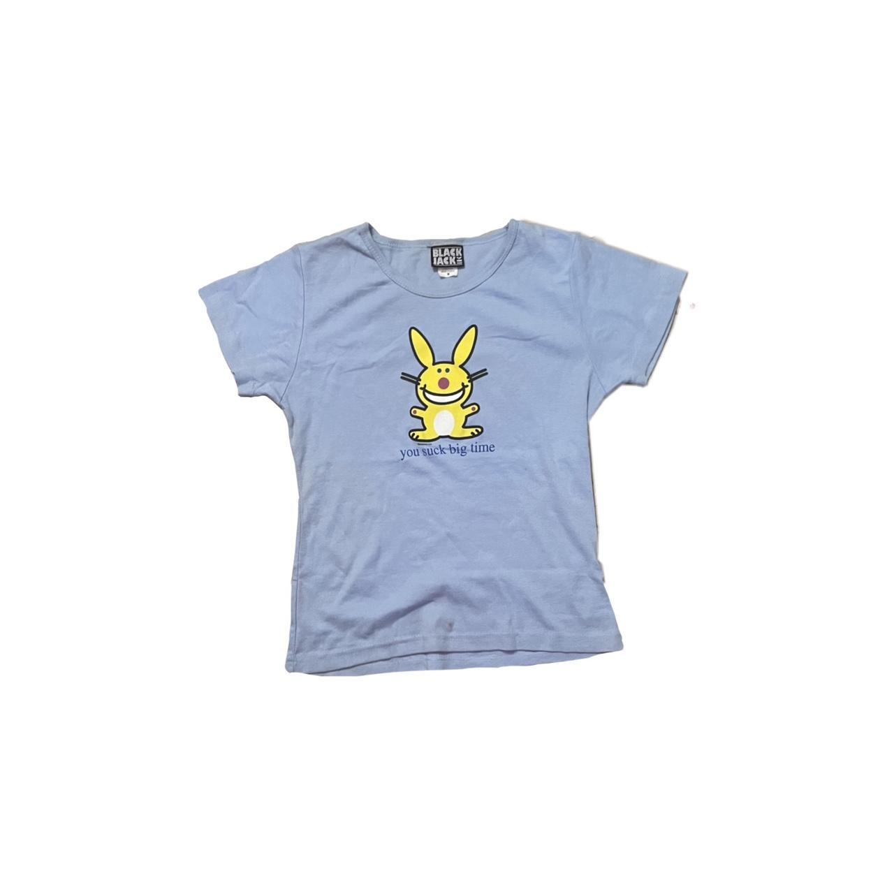 blue and yellow happy bunny shirt #childhood... - Depop