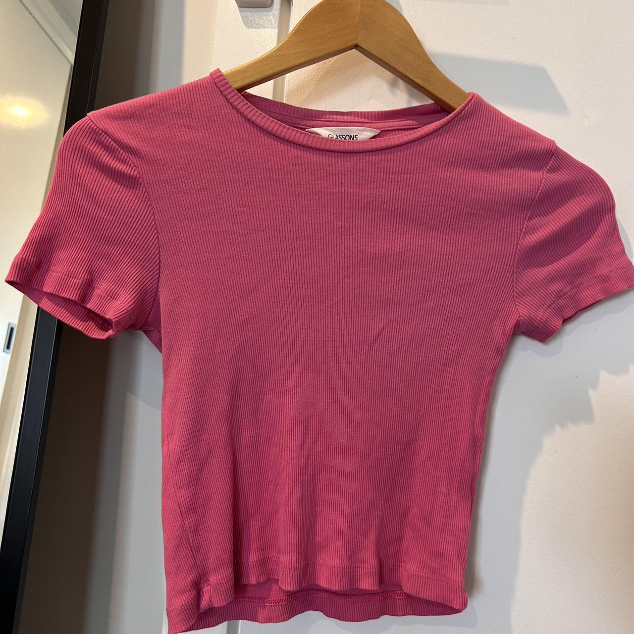 Glassons pink tshirt size small Ripped material,... - Depop