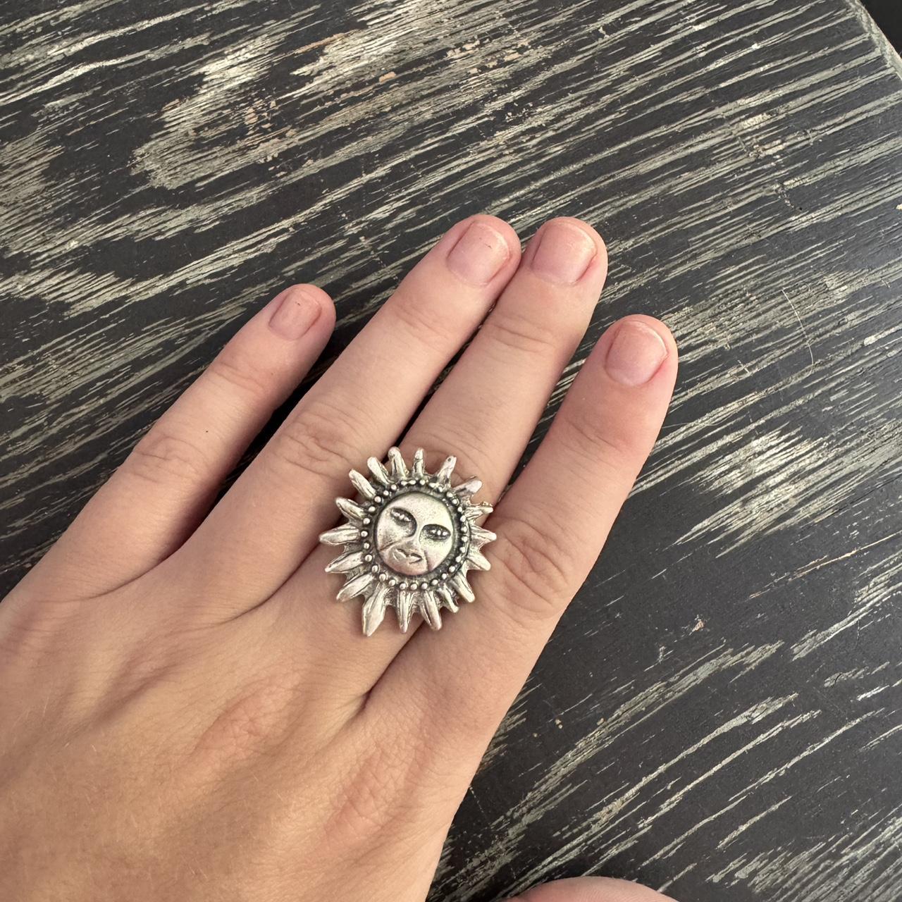 Silver adjustable sun ring , statement piece!... - Depop