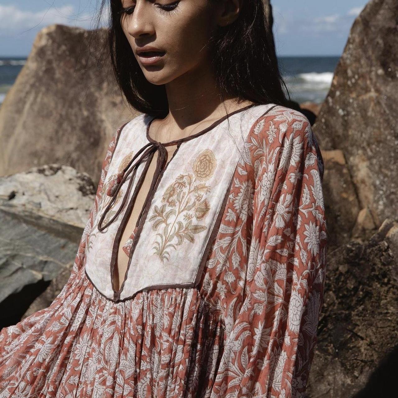 Daughter of India Diya midi dress in chestnut size... - Depop