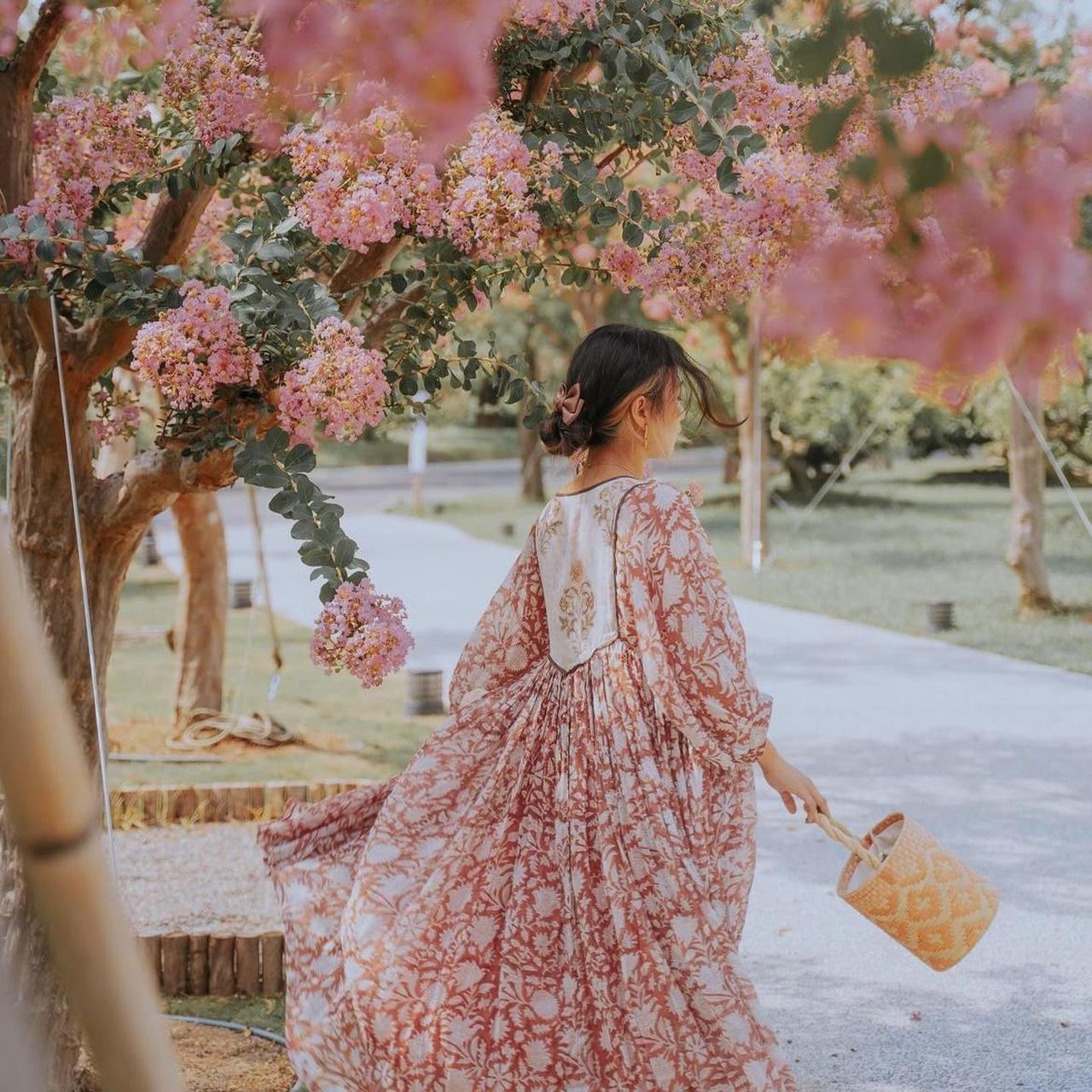 Daughter of India Diya midi dress in chestnut size... - Depop