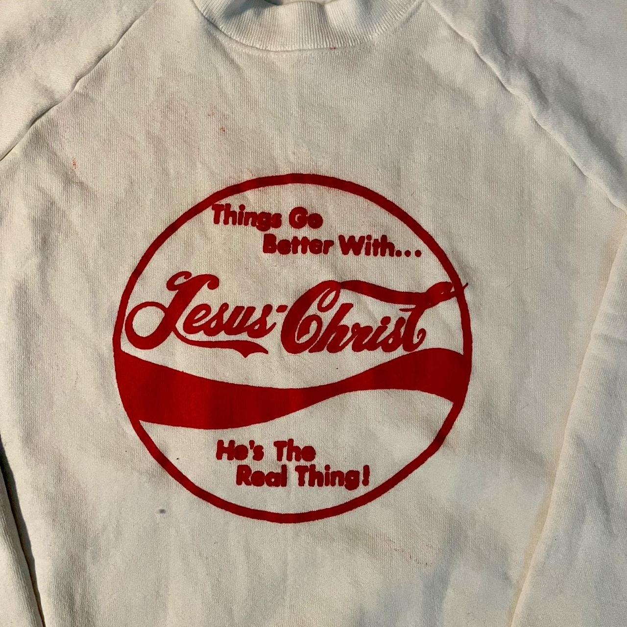 80s Jesus Christ Coca Cola Sweatshirt #vintage #80s... | Depop