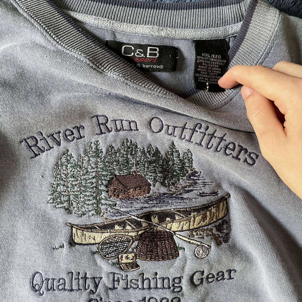 Embroidered River Run Crewneck Size L Fits size M... - Depop