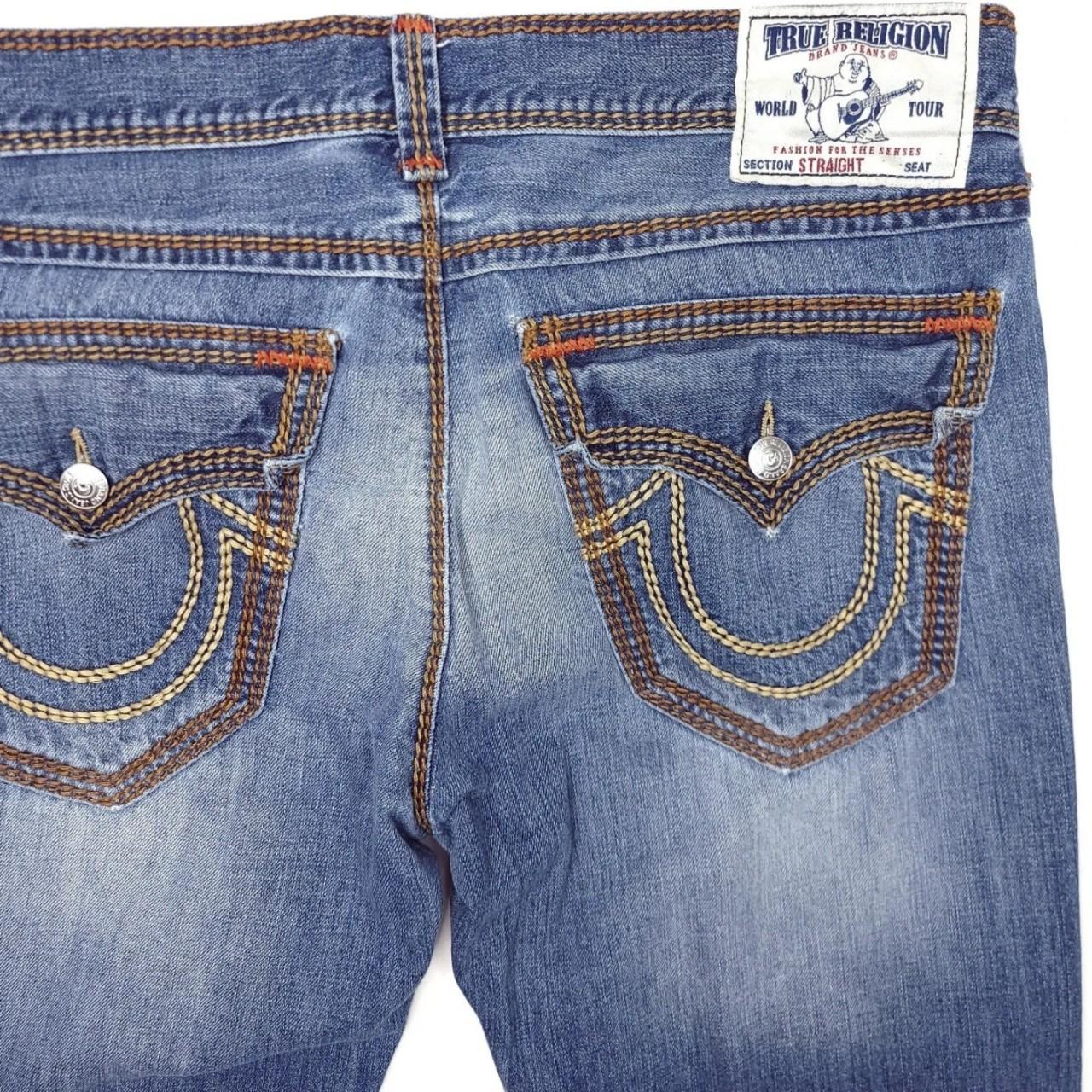 True Religion Straight Flap Pockets Mega T Jeans... - Depop