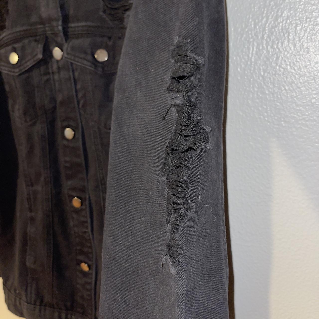Black Jean Jacket Grunge Distressed Oversized &... - Depop