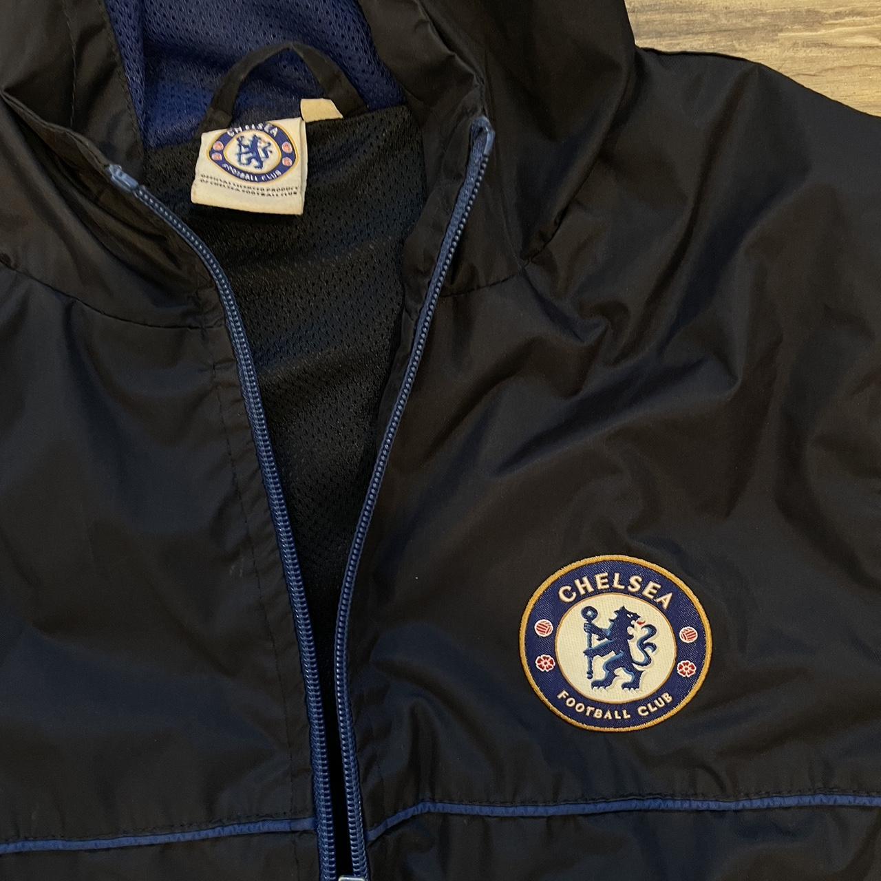 Chelsea FC navy and blue windbreaker jacket - Depop