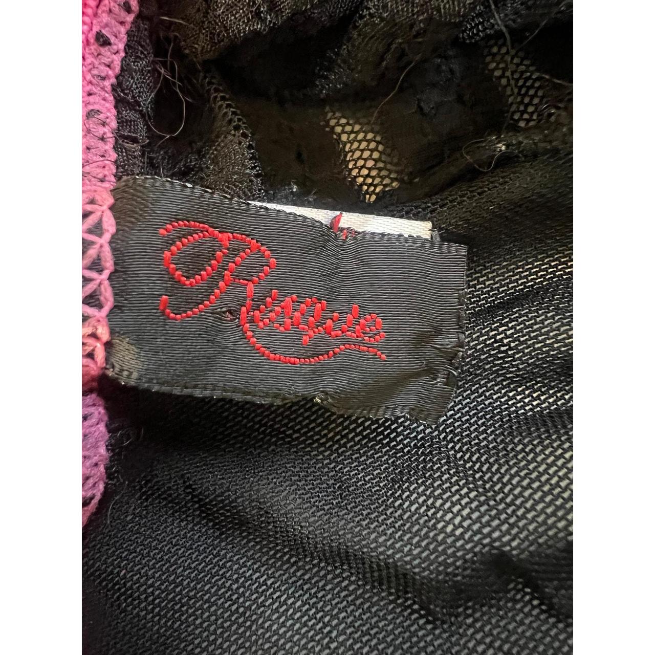 Risque Black Semi Sheer Cami With Hot Pink Details... | Depop
