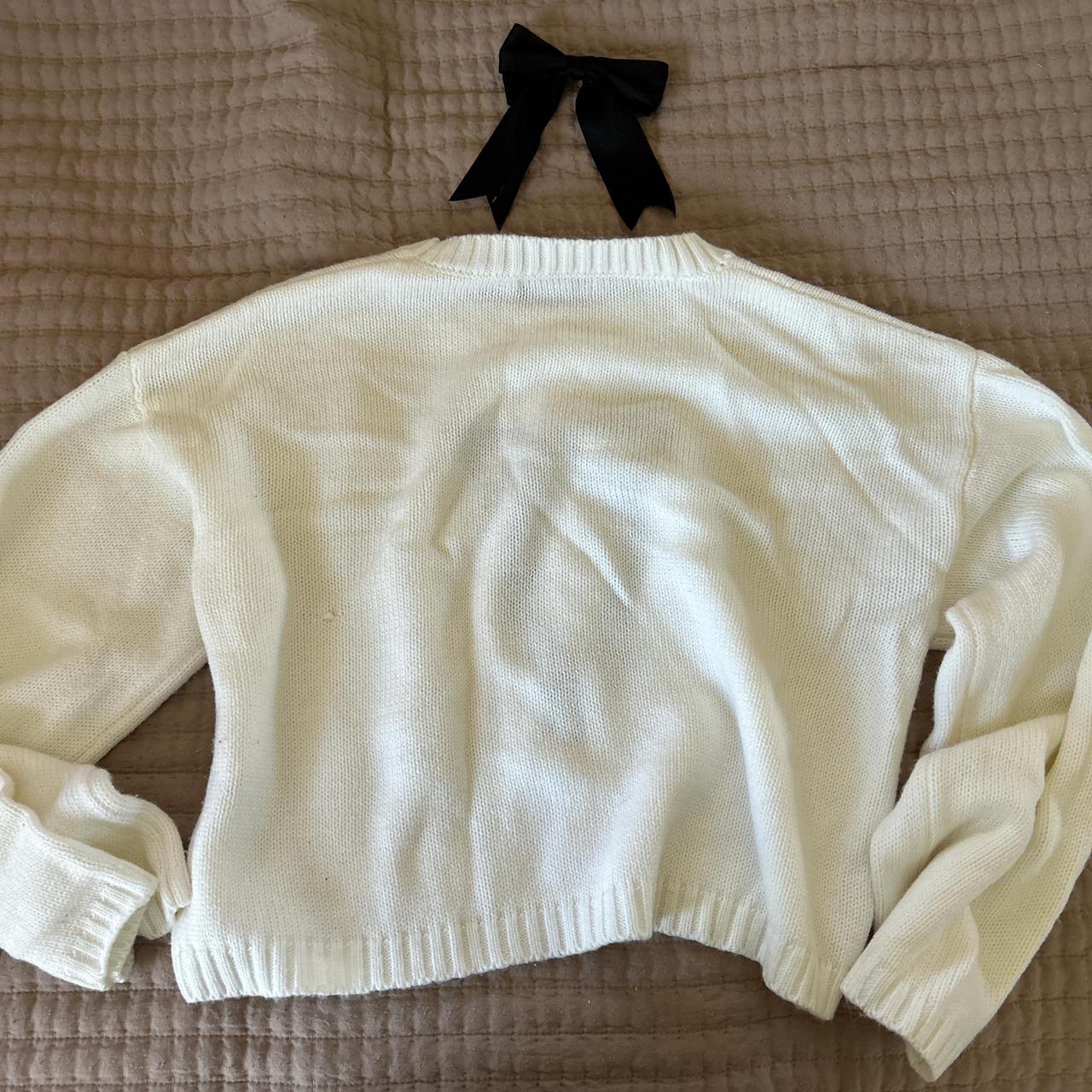 Sincerely Jules white and black bow sweater HAIR BOW... | Depop