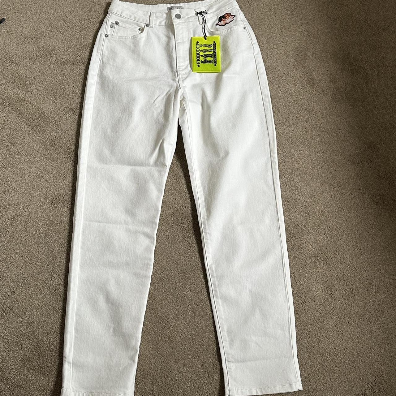Fiorucci White Jeans Icon Angel Tara Jean Cream Size... - Depop