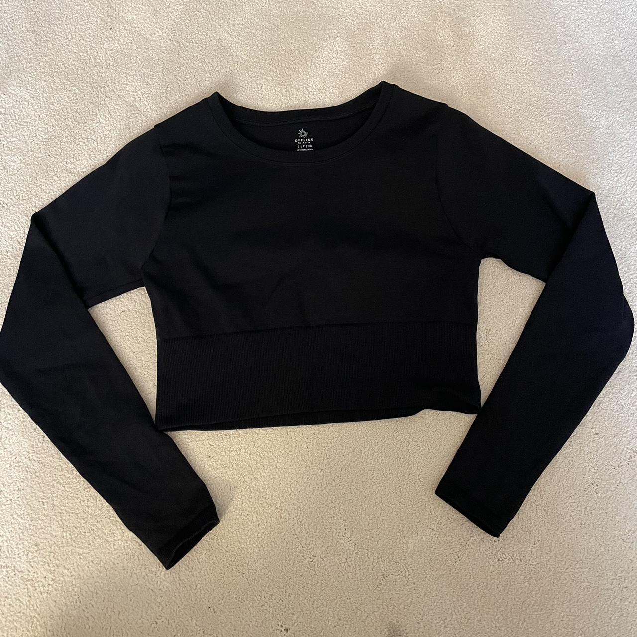 Aerie offline black long sleeve seamless fitted... - Depop