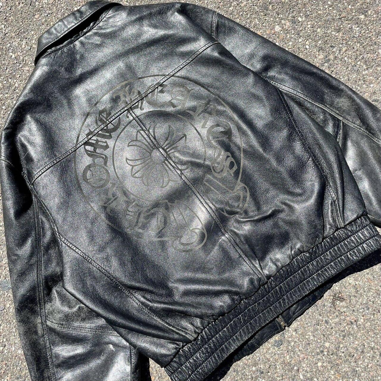 Crazy Vintage Chrome Hearts Leather Jacket Black... - Depop