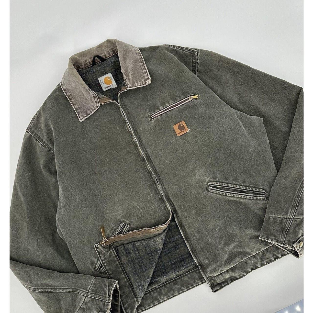 Vintage Carhartt Detroit Jacket J97 MOSS Green... - Depop