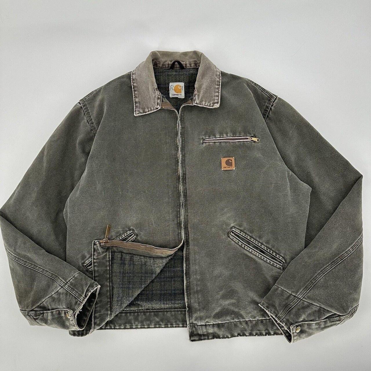 Vintage Carhartt Detroit Jacket J97 MOSS Green... - Depop