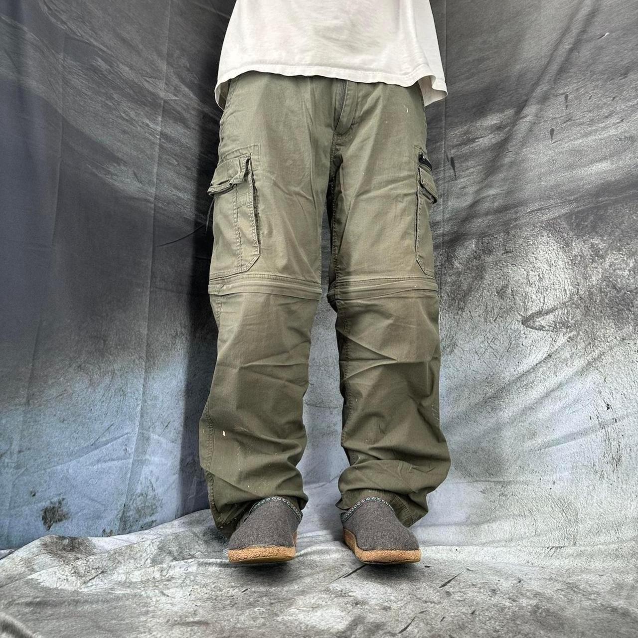 Y2K BC Clothing Convertable Cargo Pants. Faded Green... | Depop