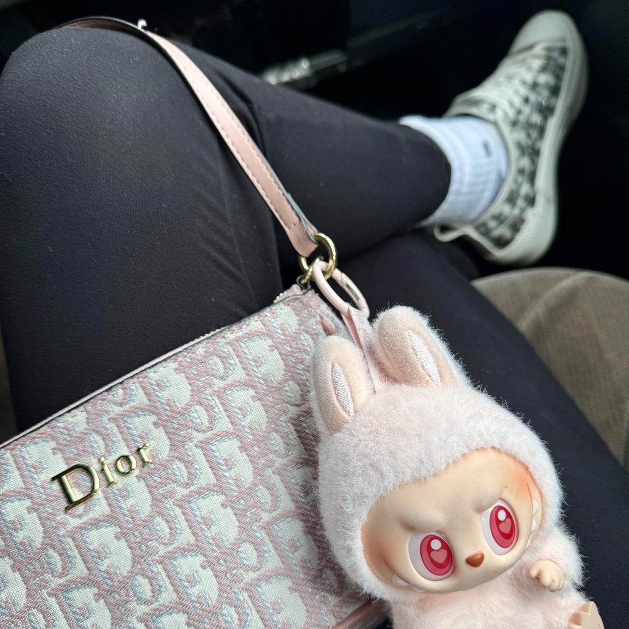 Pink Dior purse with labubu and they are authentic! | Depop