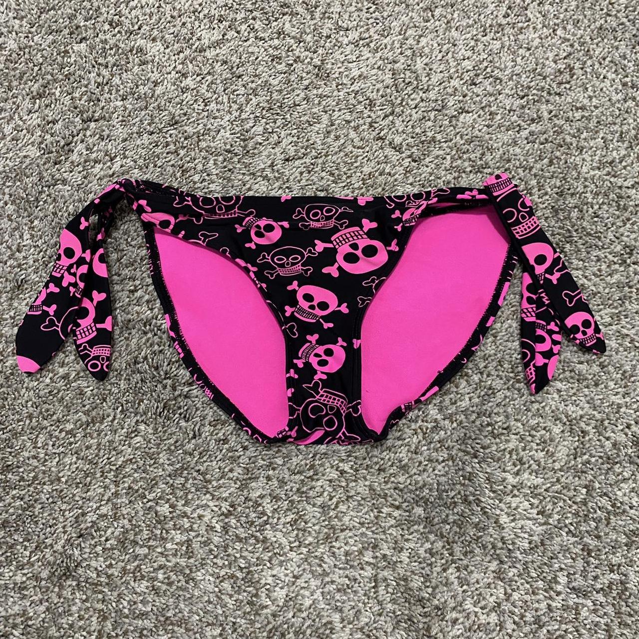 Kaligirlz Hot Pink And Black Skull Bikini Bottoms Size Depop