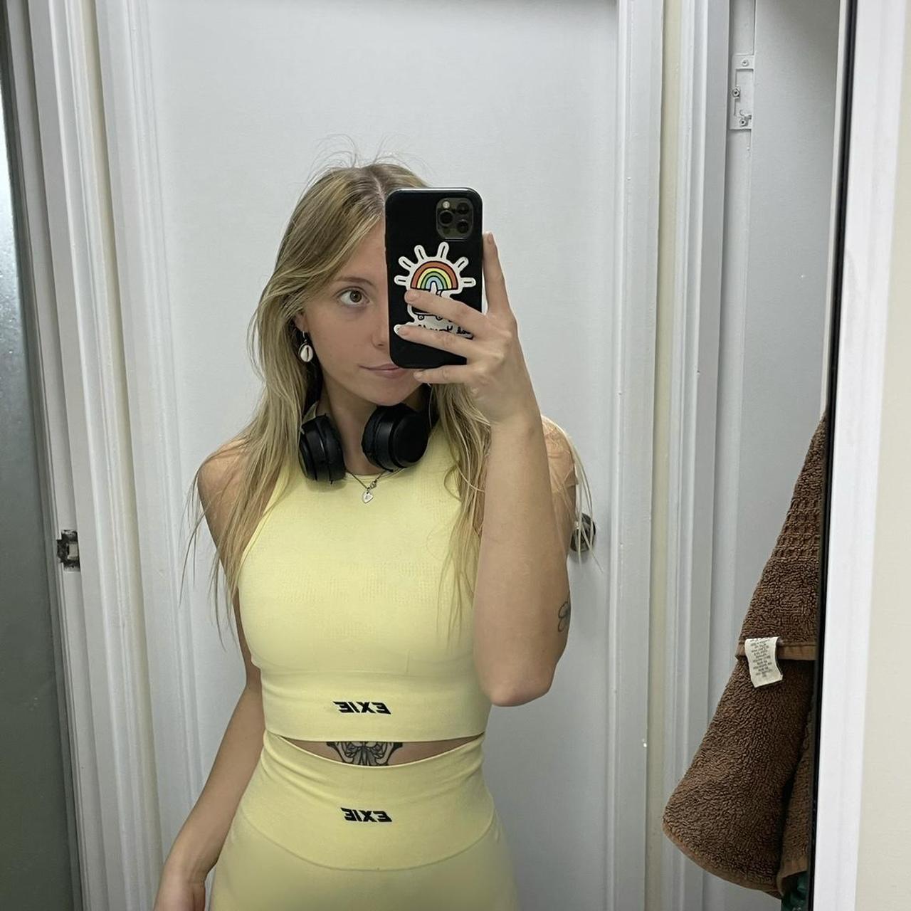 Exie yellow workout set! Size small top, XS bottoms,... - Depop