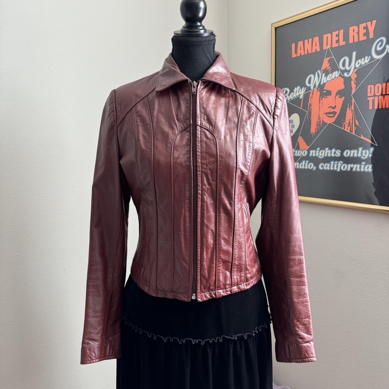 Sexy vintage dark red leather jacket🐯 this jacket is... - Depop