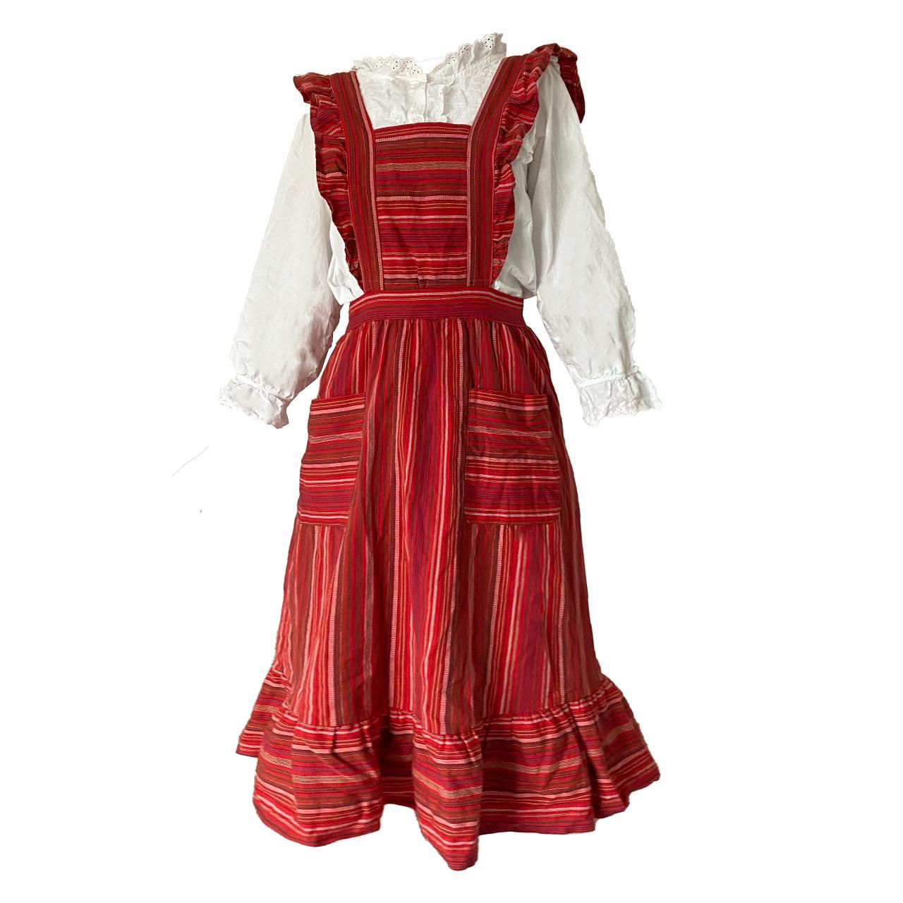 bright victorian style vintage striped sundress with... - Depop