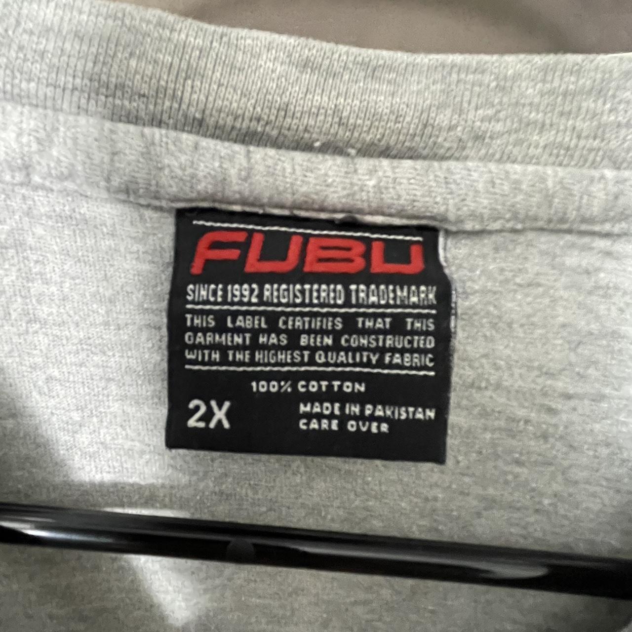 FUBU Men's Grey and Blue T-shirt | Depop
