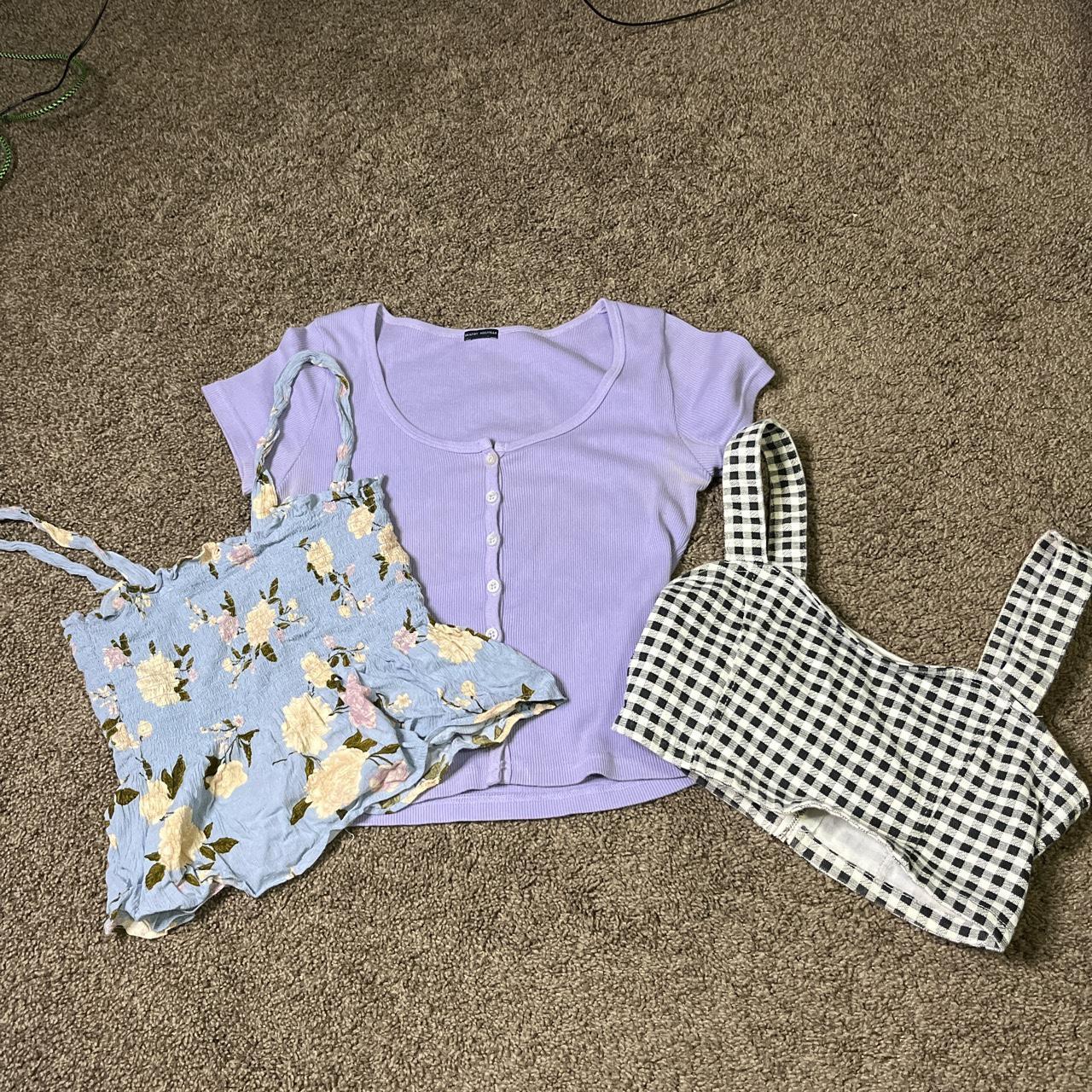 Crop Top Bundle Flower Crop Top is a size xs Purple... - Depop