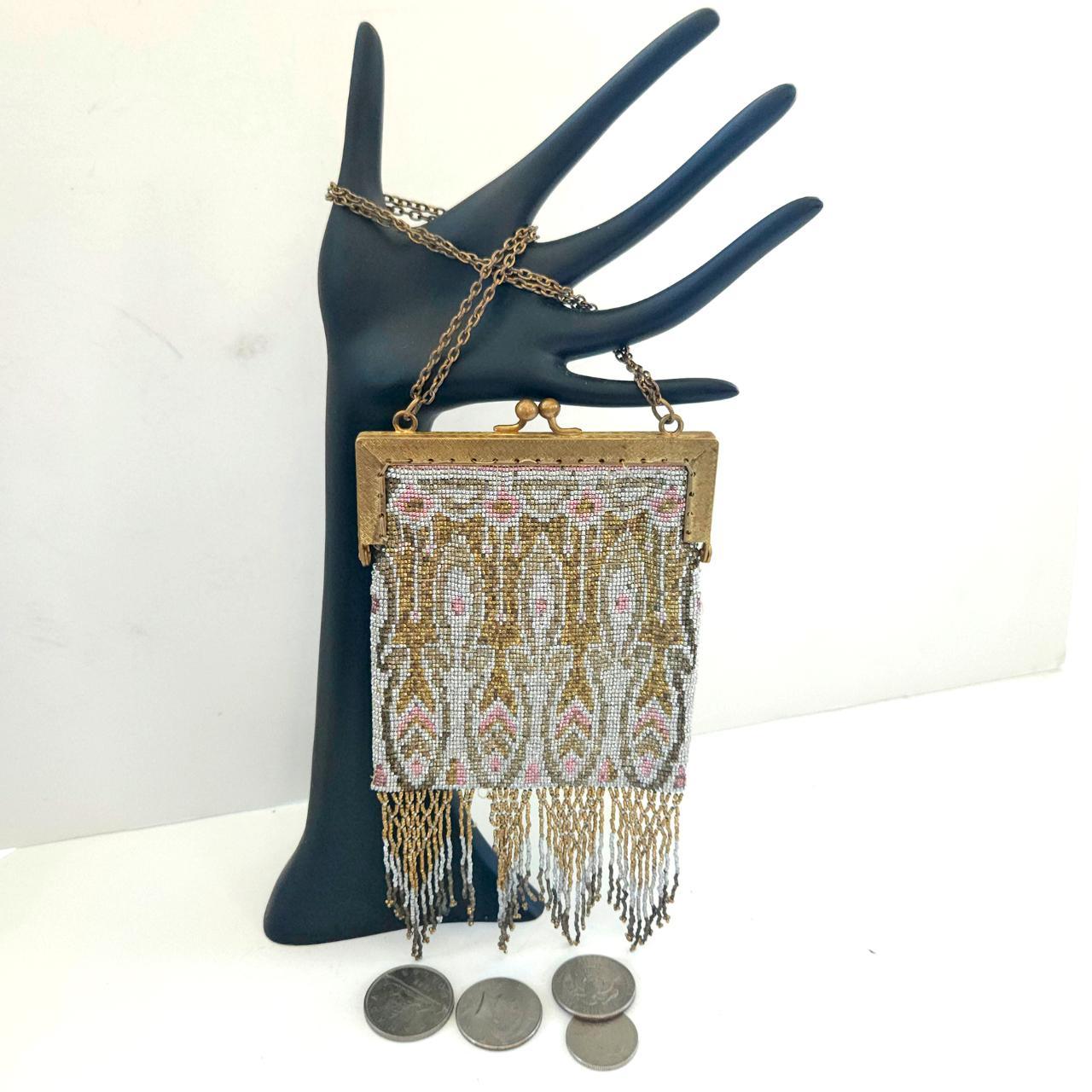 1920's flapper handbag done in an Art Deco elongated... - Depop