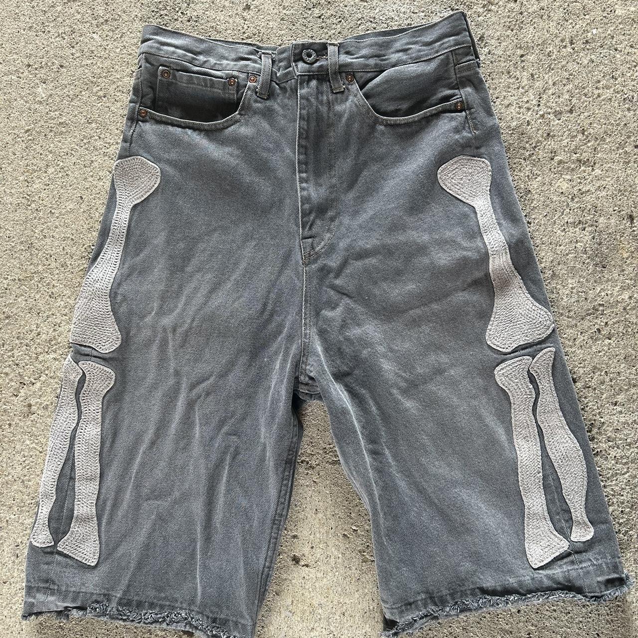 Kapital Bone Denim Jean Shorts Size... - Depop