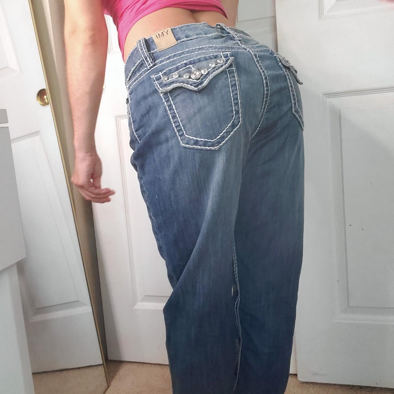 low rise Mcbling jeans - fit good on a large... - Depop