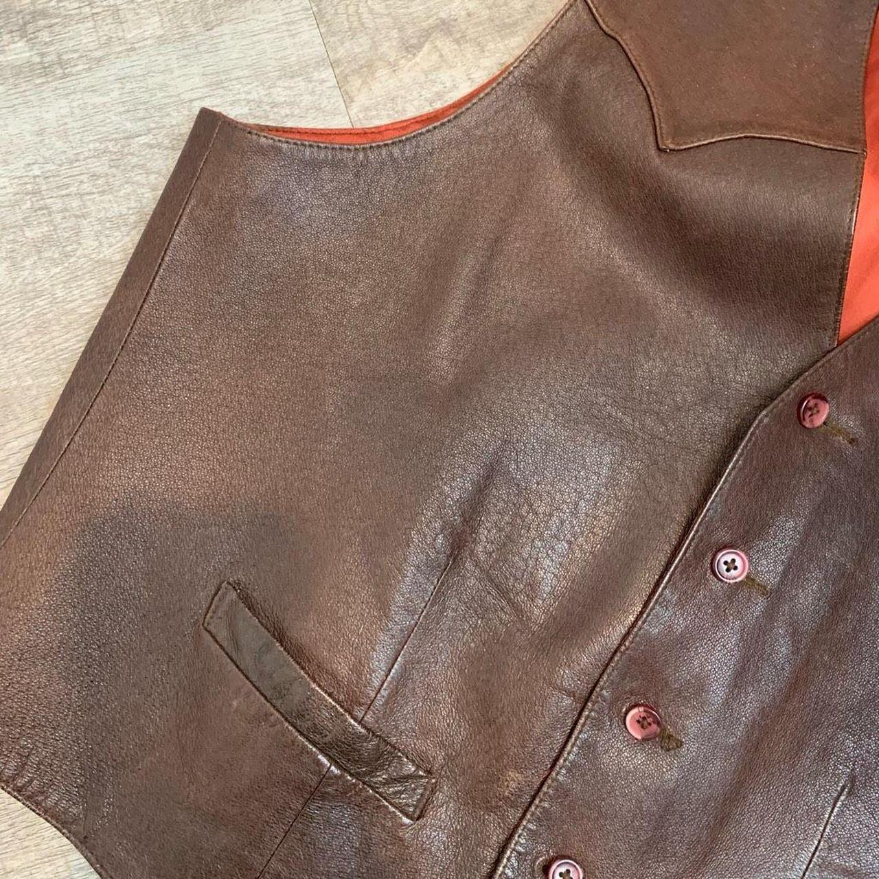 Vintage Scully brown genuine leather vest. Dark... - Depop