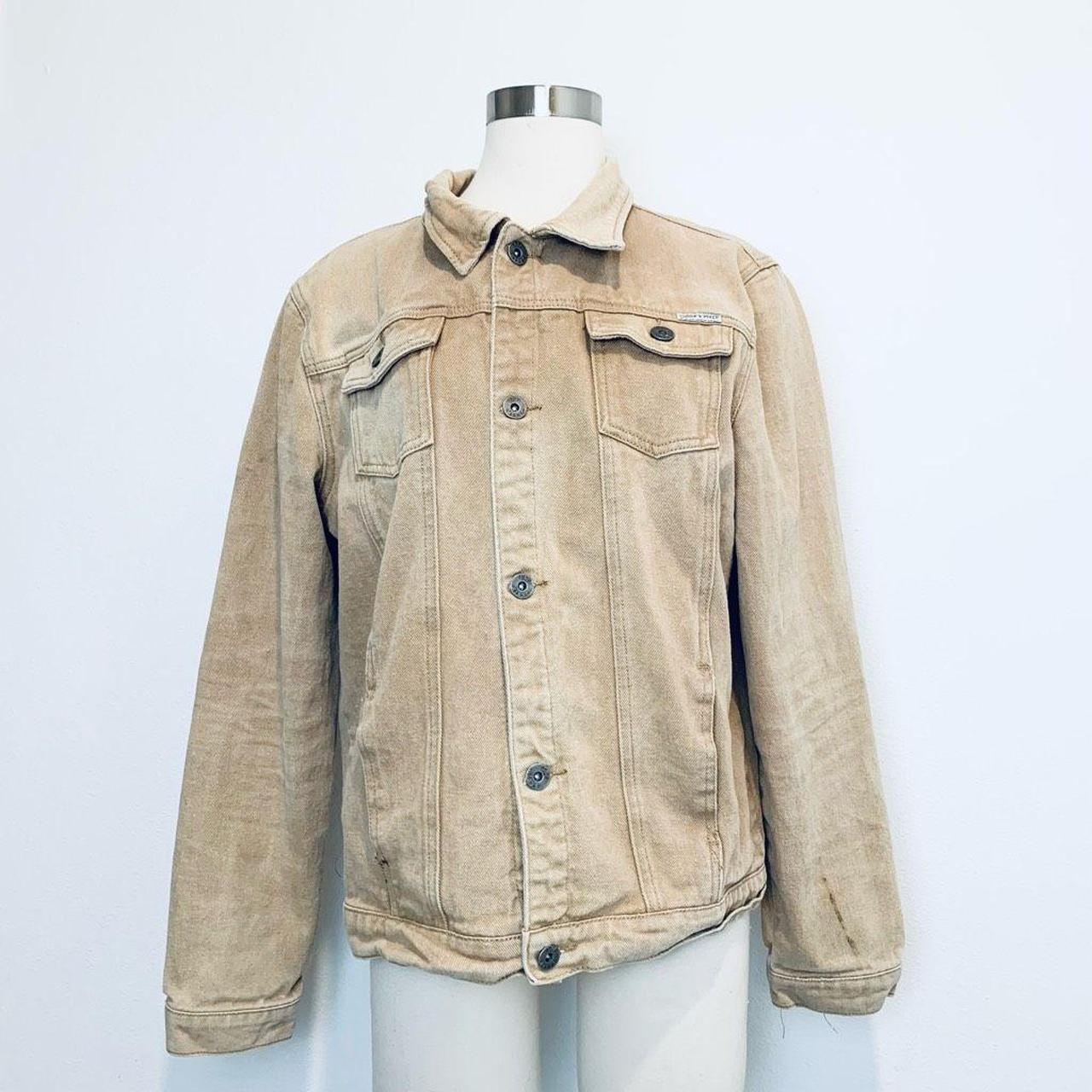 Liquor N Poker tan colored denim Jean jacket.... - Depop