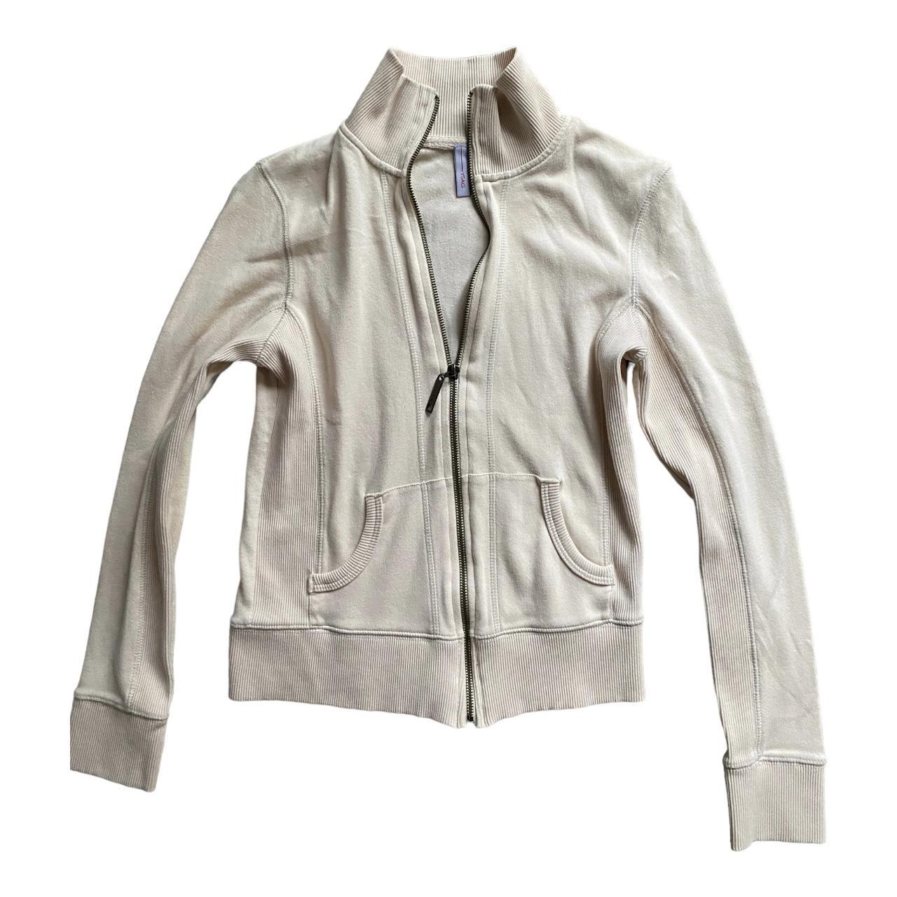 Cream track zip up Super cute and stretchy Size... - Depop