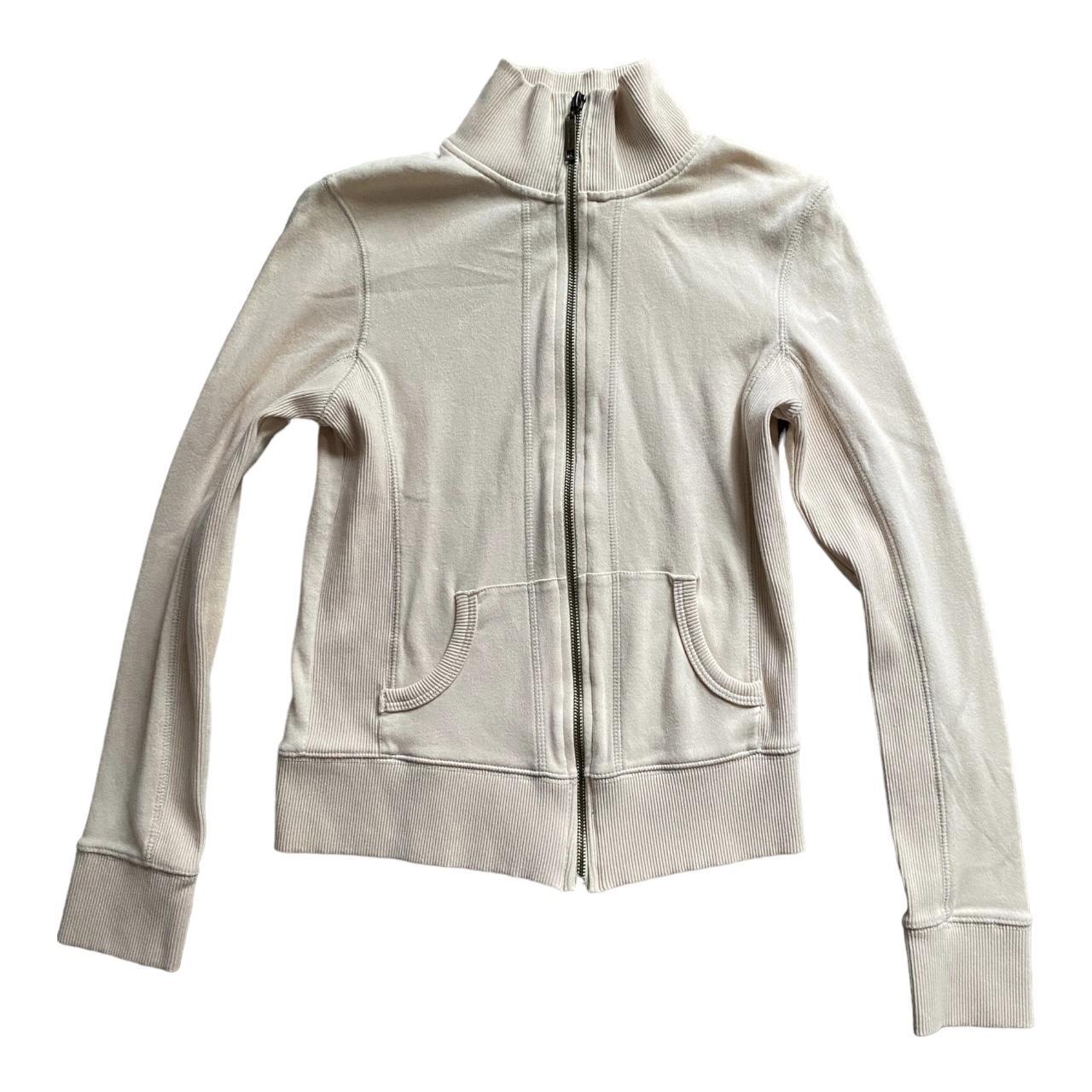 Cream track zip up Super cute and stretchy Size... - Depop