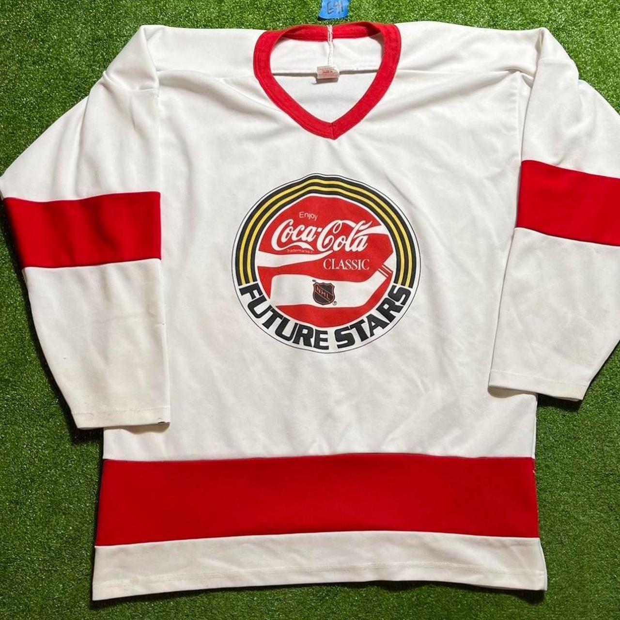 Medium Coca-Cola hockey jersey (little signs of... - Depop