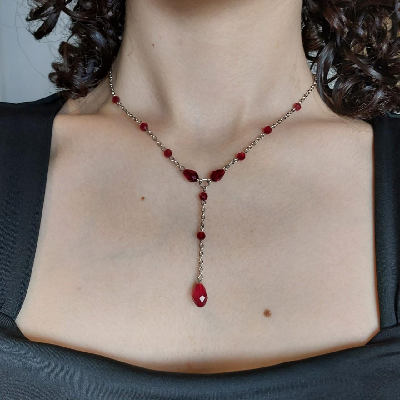 Goth Chain Tear Drop Necklace - stainless steel... - Depop