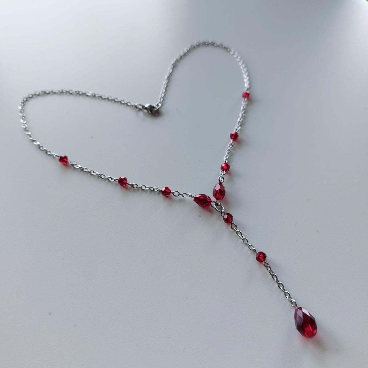 Goth Chain Tear Drop Necklace - stainless steel... - Depop