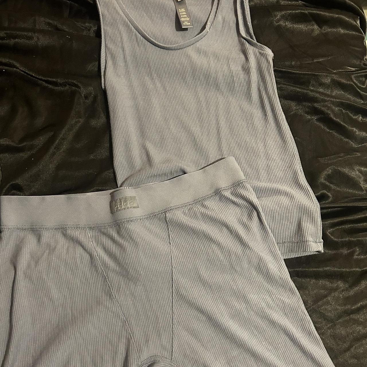skims lounge bf set blue top-extra... - Depop