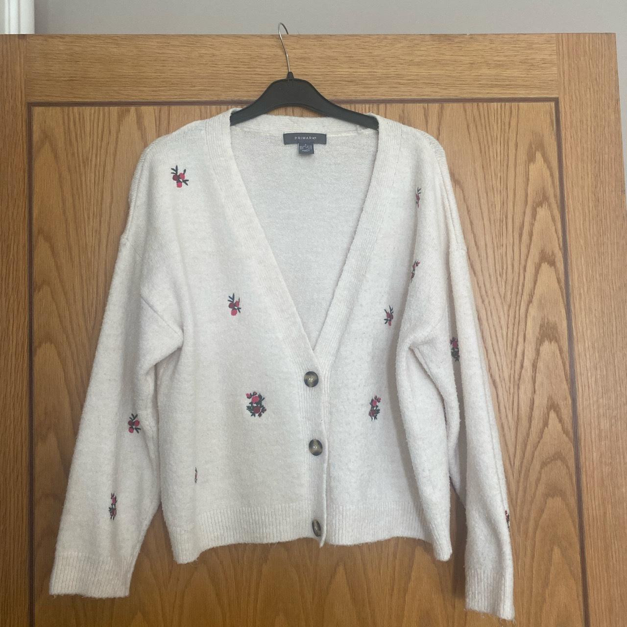 Primark Cream Floral Cardigan - Size Small White... - Depop