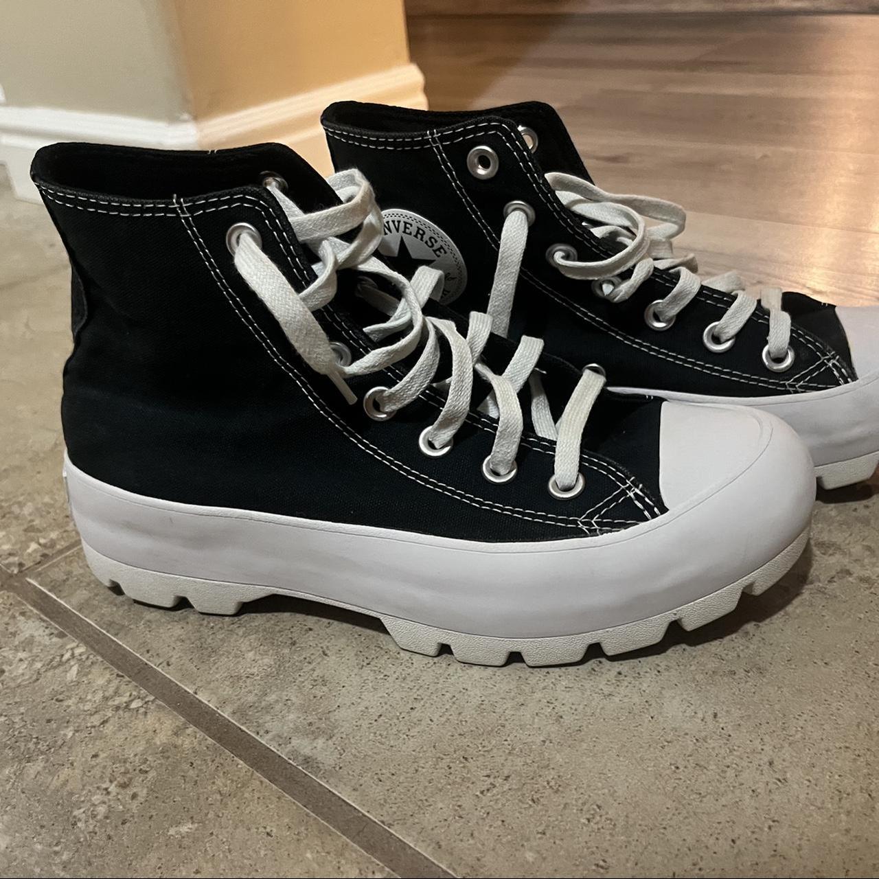 Platform converse black brand new worn 4 times out... - Depop