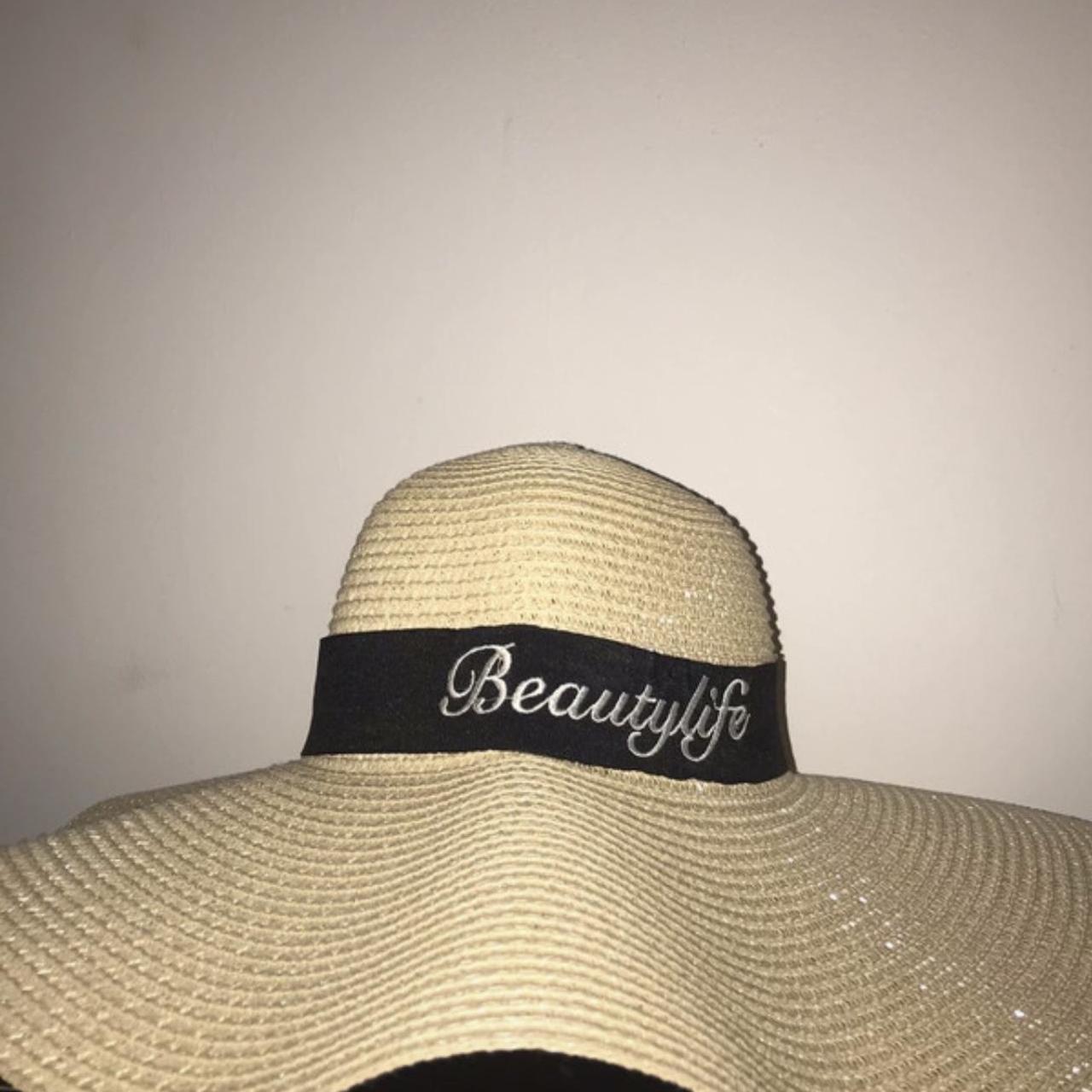 Primark Women's Cream and Black Hat | Depop